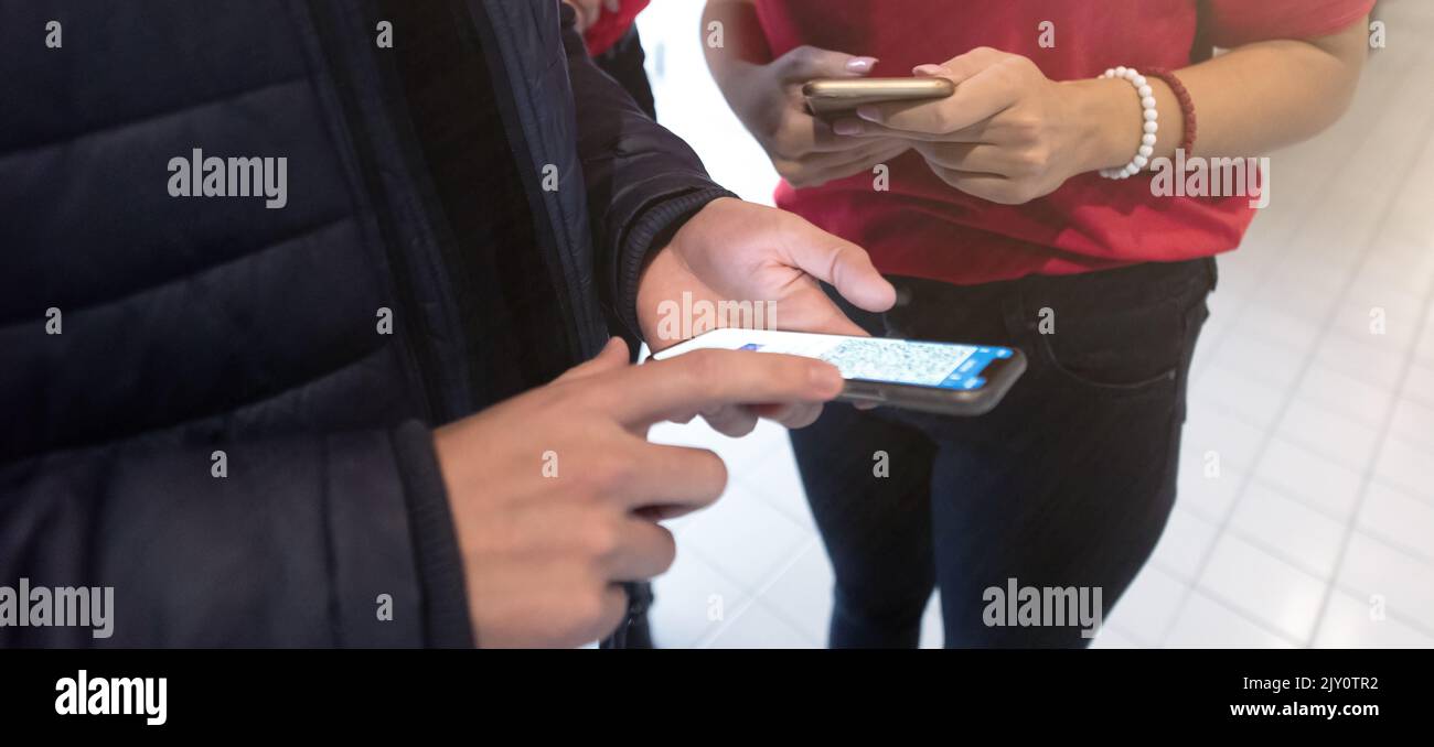 Event QR code ticket scanning before begining of business conference ...