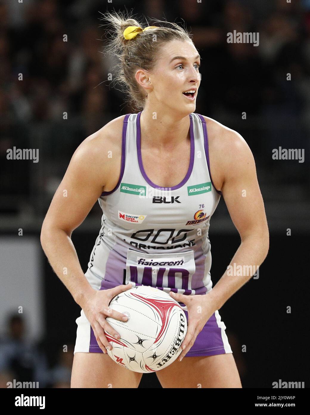 Gabi Simpson of the Firebirds looks up-court during the Round 1 Super ...
