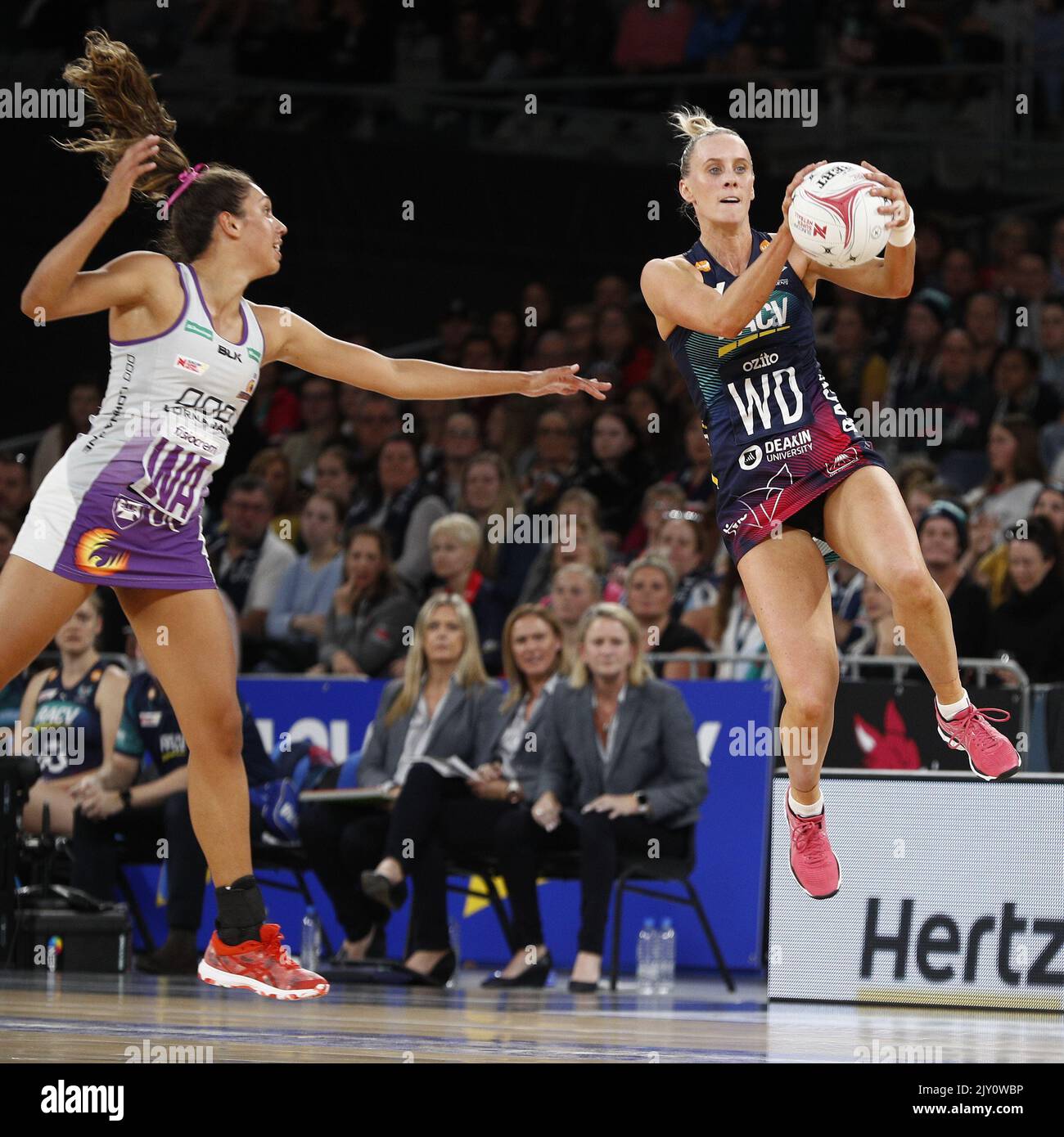 Renae Ingles of the Vixens in action during the Round 1 Super Netball ...