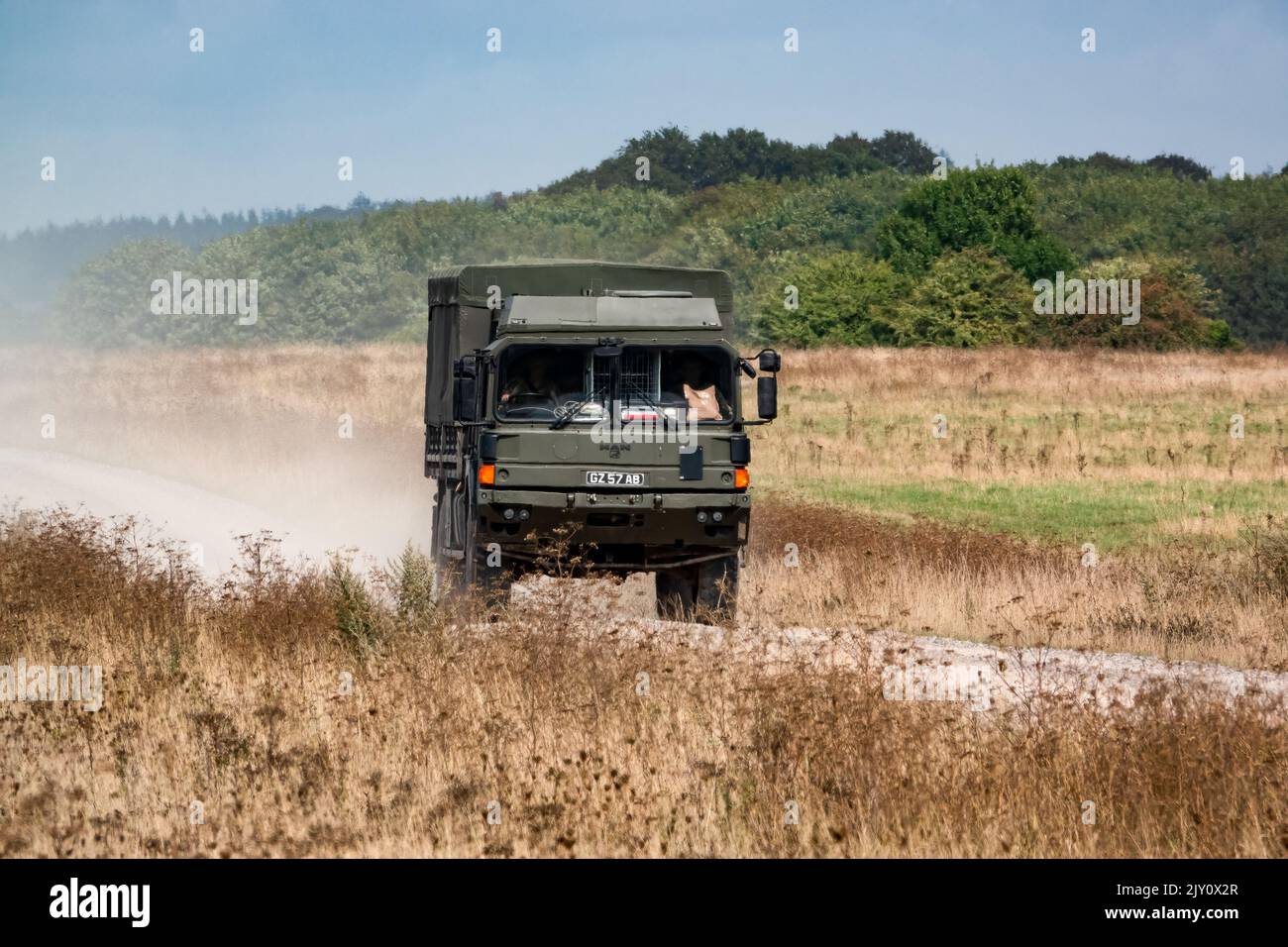 British army MAN HX60 4x4 Heavy Utility Truck in action on a military ...
