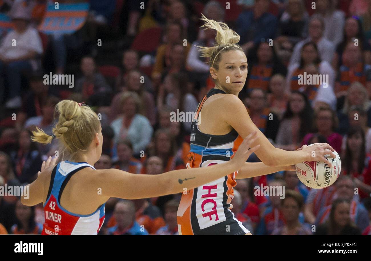 Jo Harten of the Giants during the Round 1 Super Netball match between ...