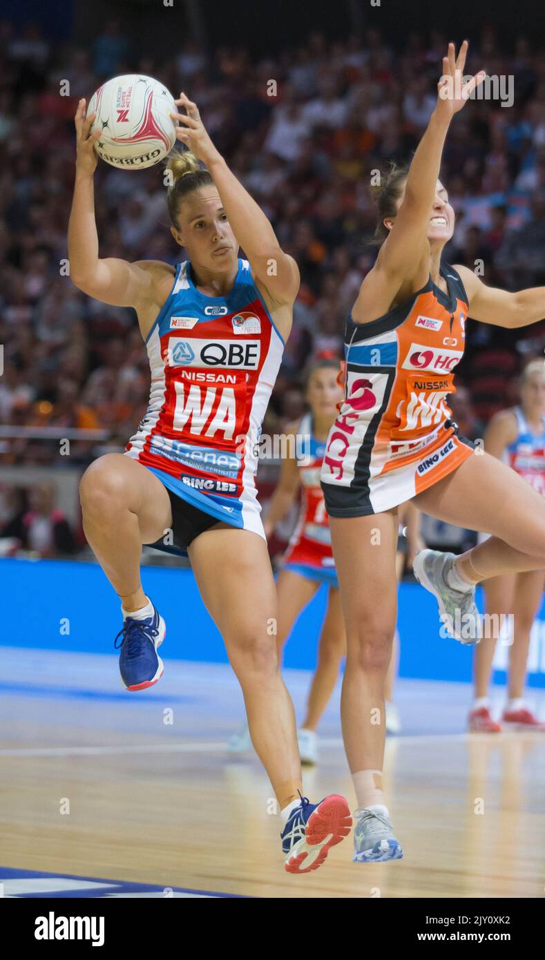 Paige Hadley of the Swifts and Amy Parmenter of the Giants during the ...