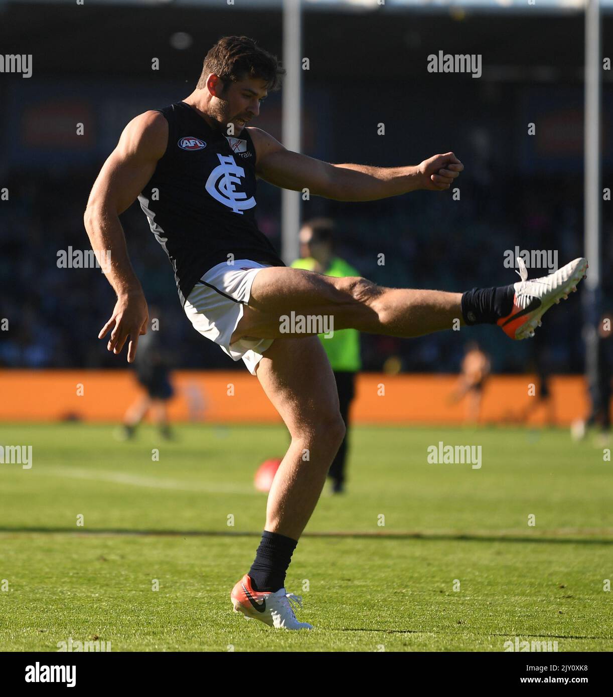 Levi Casboult of the Blues is seen ahead of the Round 6 AFL match ...