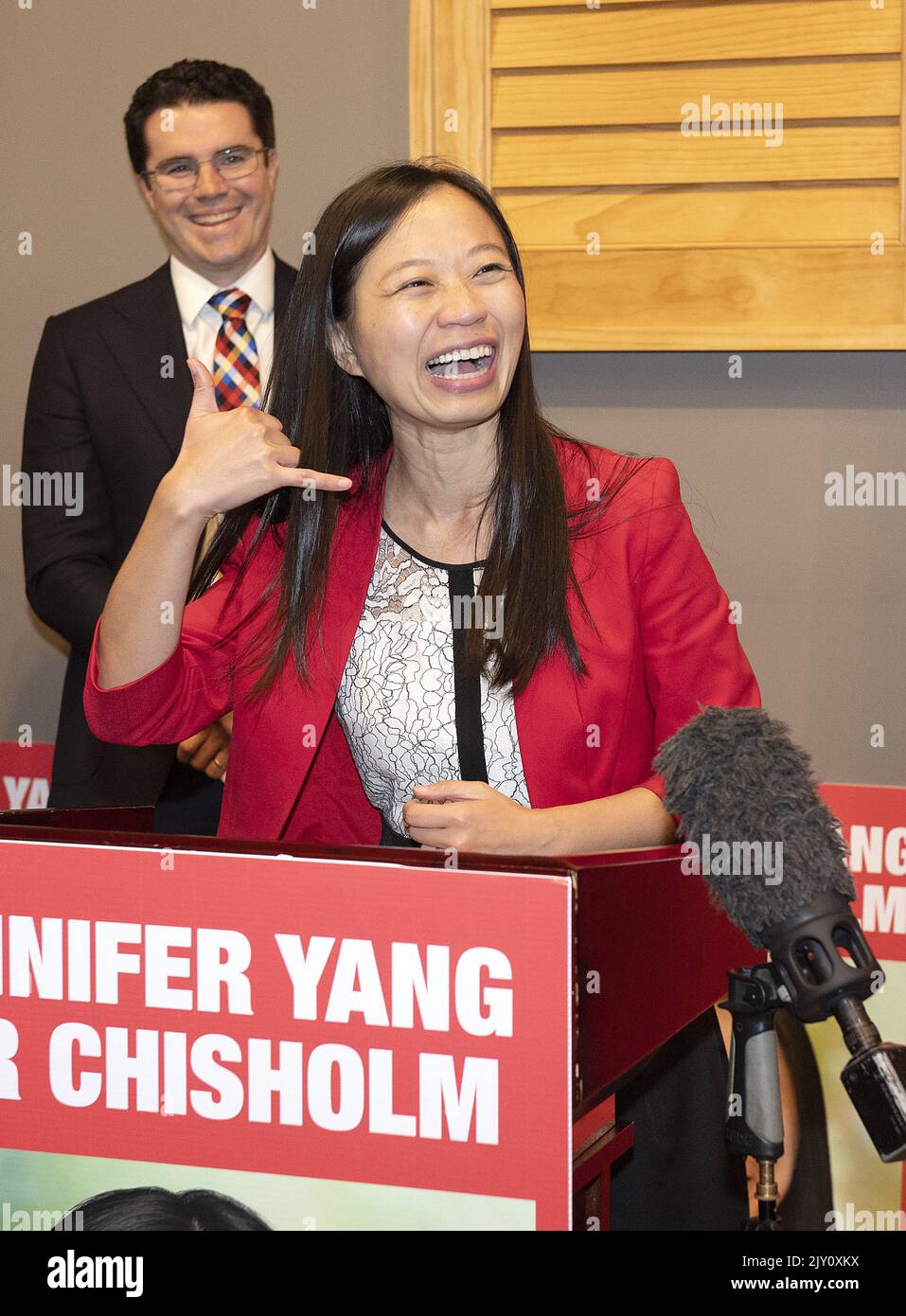 Labor candidate for Chisholm Jennifer Yang during her campaign launch in Melbourne, Sunday ...