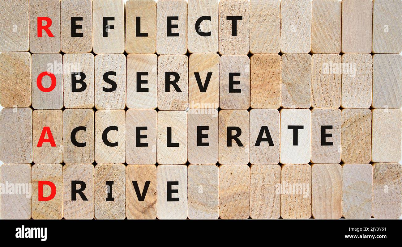 ROAD reflect observe accelerate drive symbol. Concept words ROAD ...