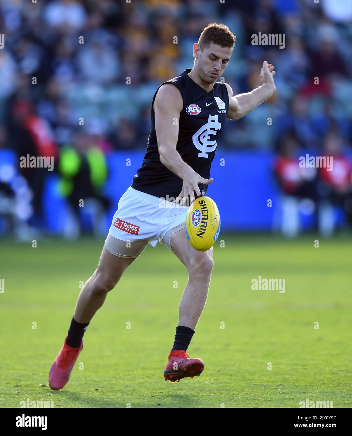 Liam Jones of the Blues is seen in action during the Round 6 AFL match ...