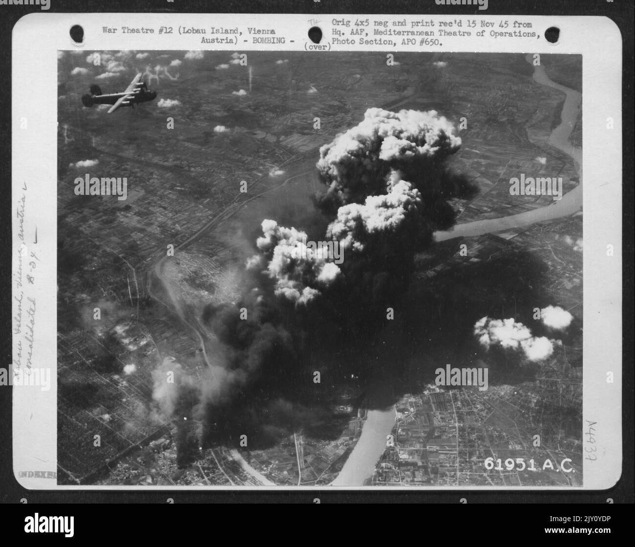 Bombing Of Lobau Island On The Danube River, Near Vienna, Austria, By ...