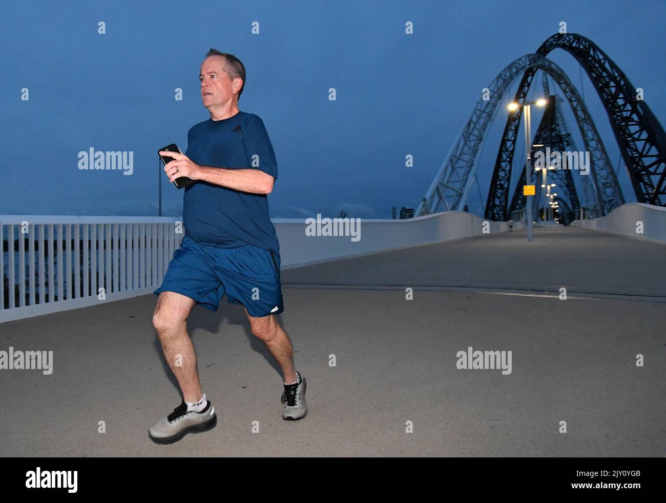 Australian Opposition Leader Bill Shorten is seen jogging across the ...