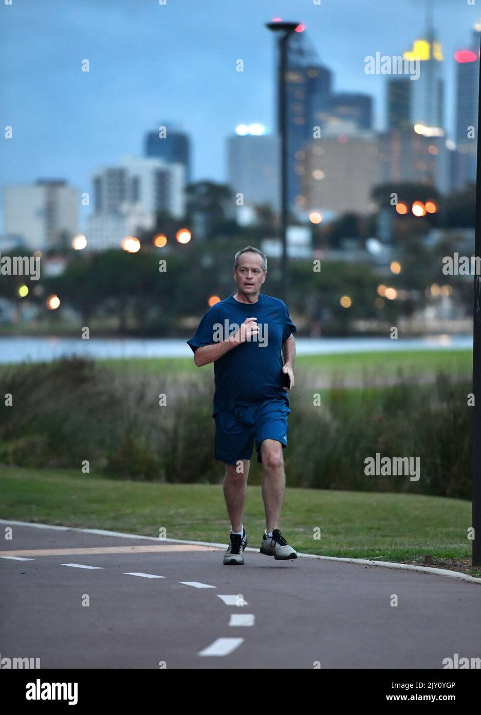 Australian Opposition Leader Bill Shorten is seen jogging along the ...