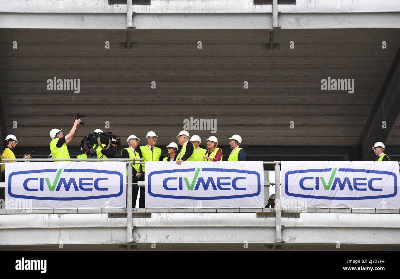 Prime Minister Scott Morrison visits Civmec ship building facility in ...