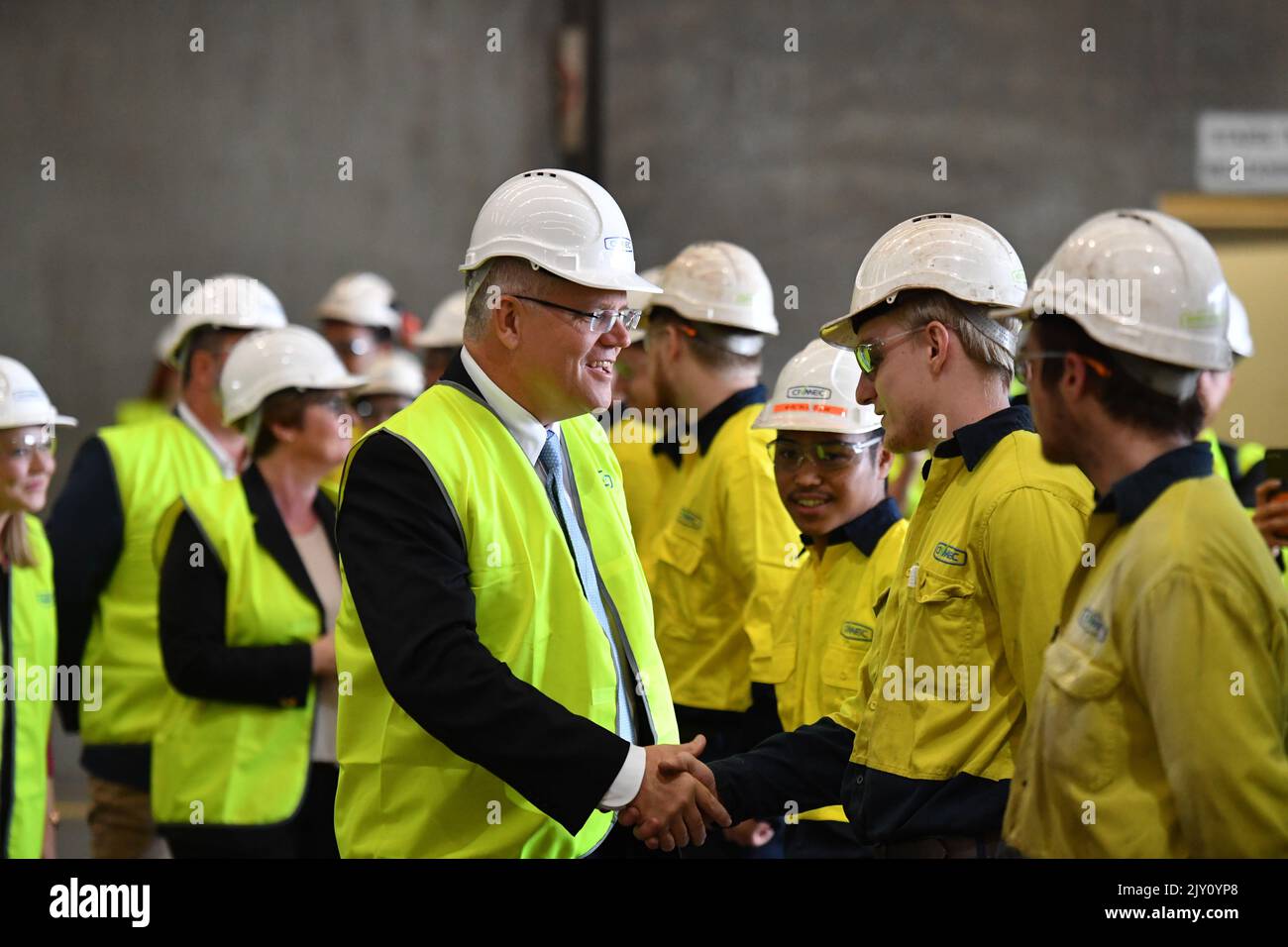 Prime Minister Scott Morrison visits Civmec ship building facility in ...