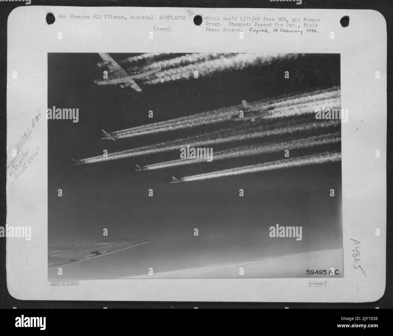 Vapor Trails From Consolidated B-24 Liberators Of The 15Th Air Force As ...
