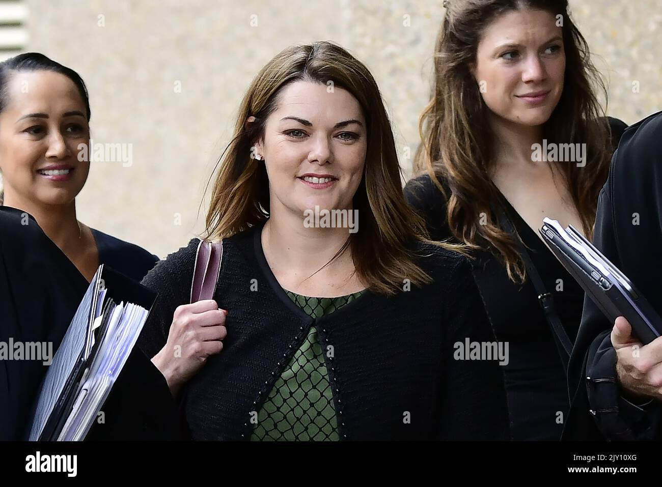 Greens Senator Sarah Hanson-Young arrives for day 3 of her trial at the ...