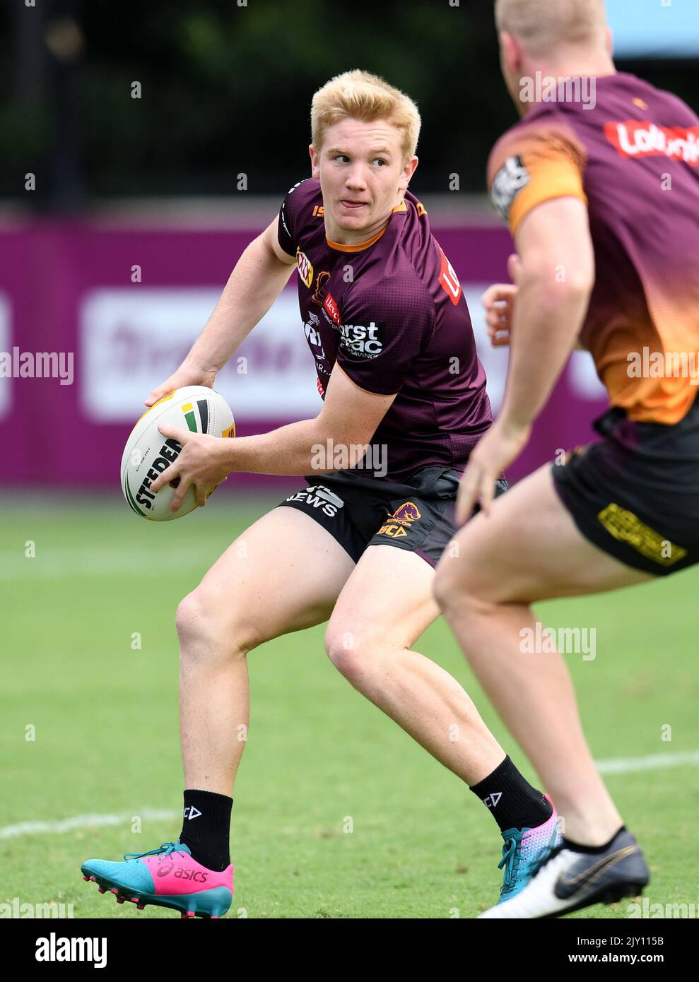Brisbane Broncos player Tom Dearden is seen during training in Brisbane ...