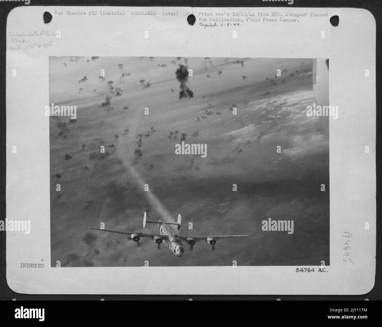 AUSTRIA-A Consolidated B-24 Liberator of the 15th Air force comes ...