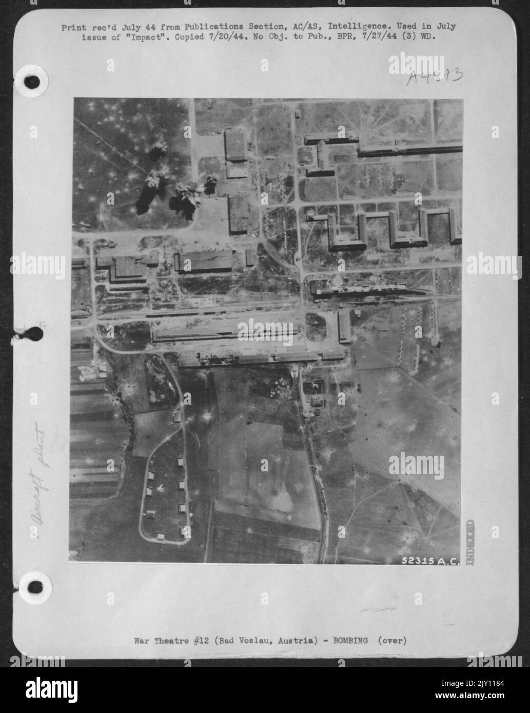 15th Air force mission to Bad Voslau on 23 April 1944. Bursts from ...