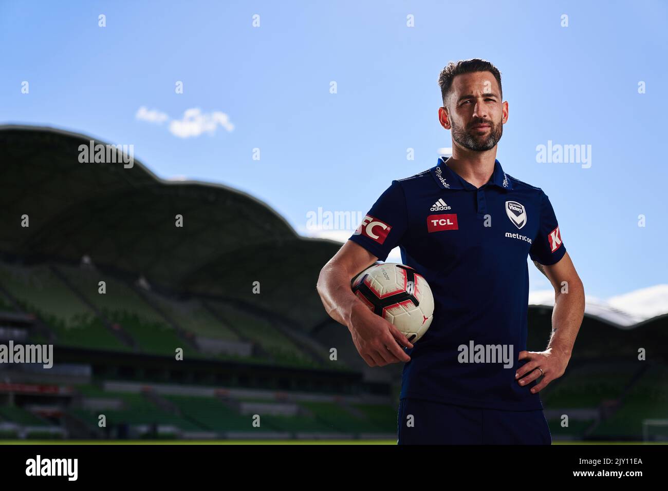 Melbourne Victory player Carl Valeri poses for a portrait at AAMI Park ...