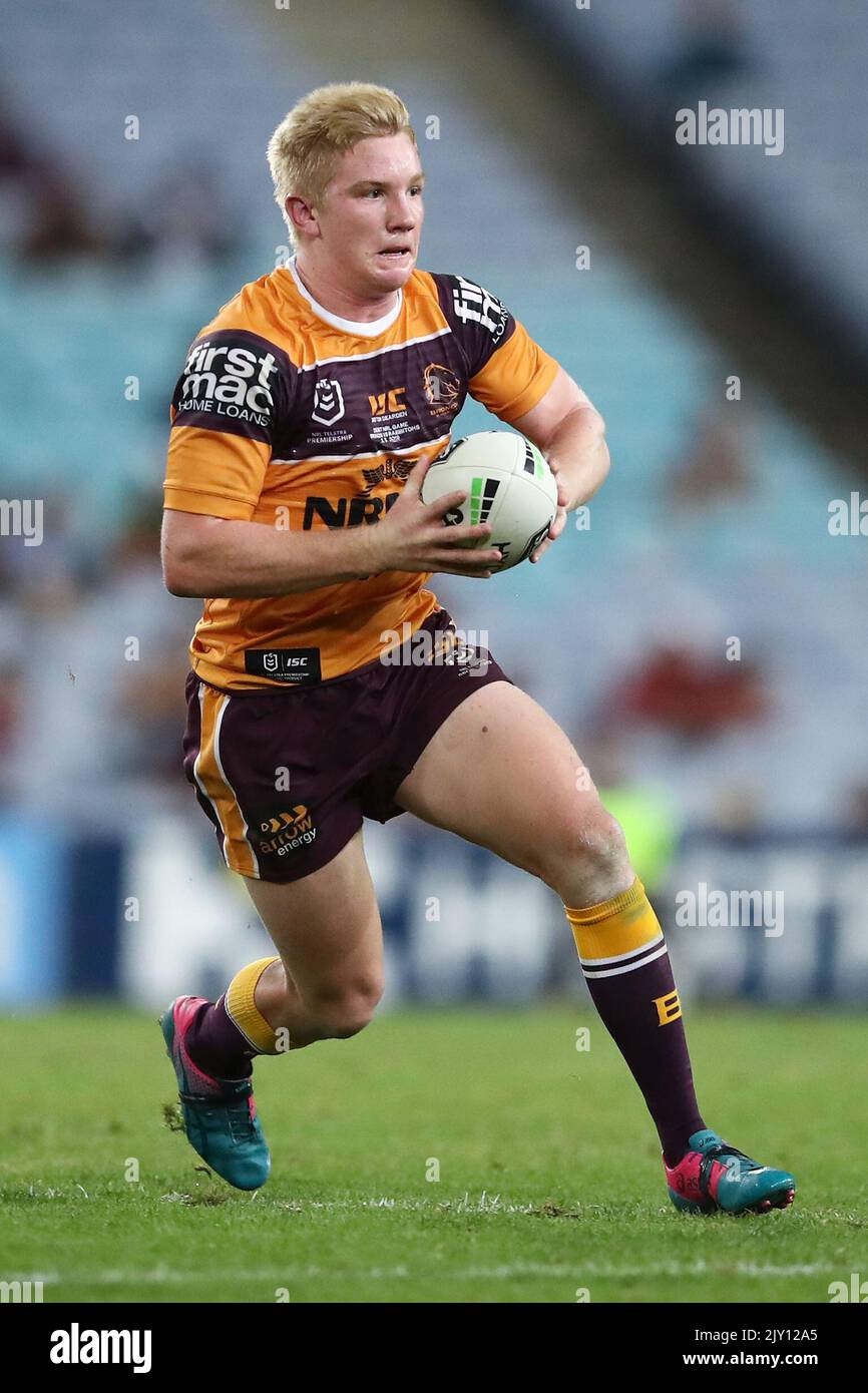Tom Dearden of the Broncos runs the ball during the Round 8 NRL match ...