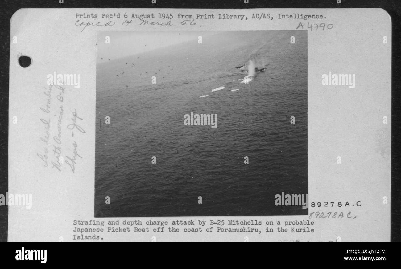 Strafing And Depth Charge Attack By B-25 Mitchells On A Probable ...