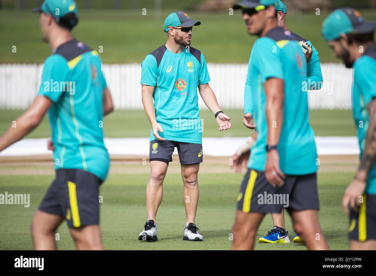 Australian Cricketer David Warner is seen at a World Cup Training Camp ...