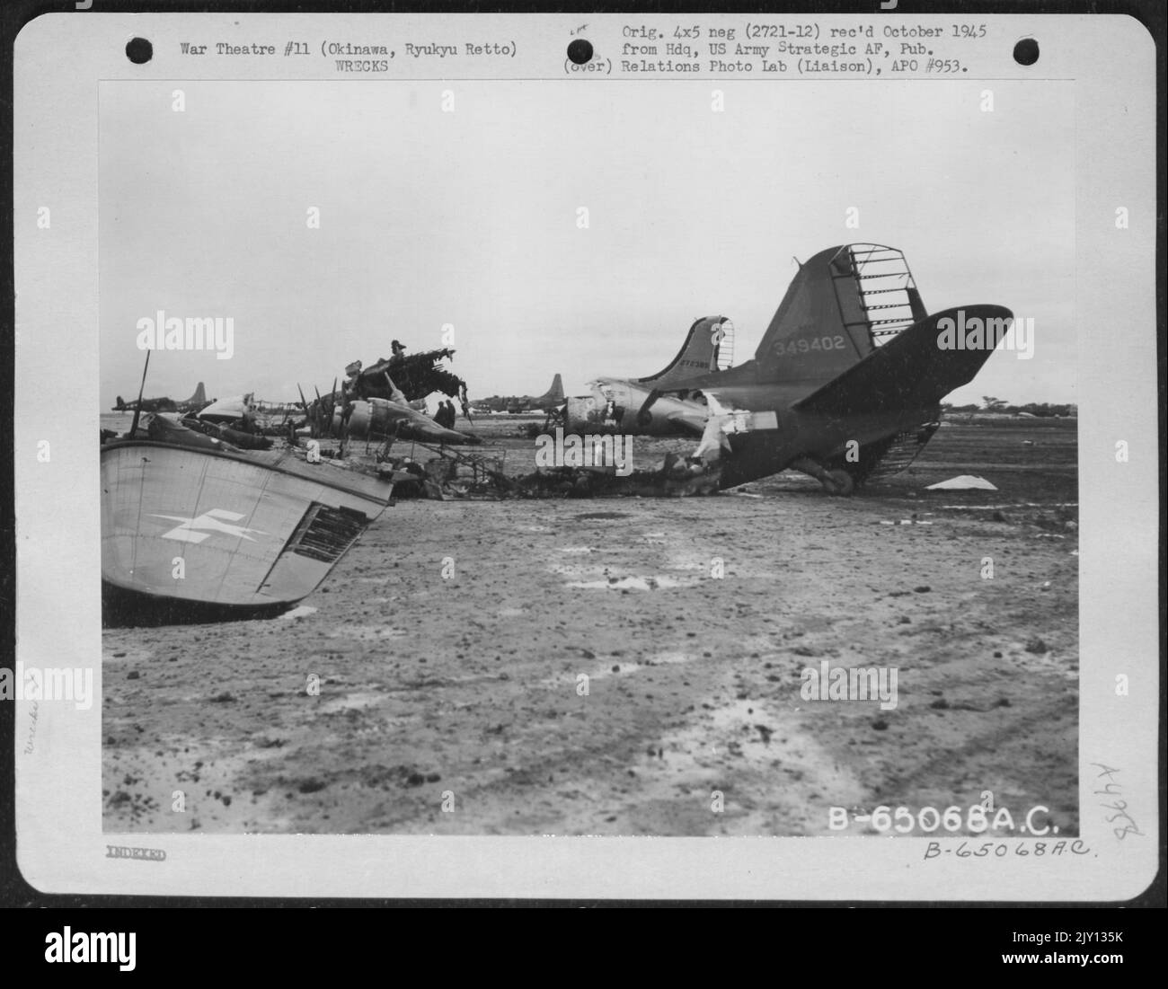 Wrecked U.S. Planes After Japanese Air Attack On Yontan Airfield ...