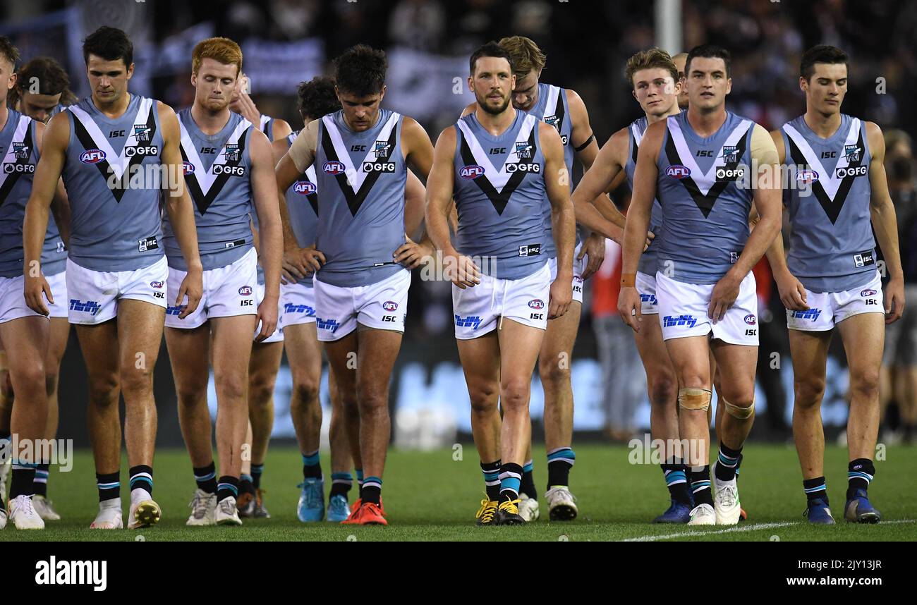 Power players are seen after the Round 7 AFL match between the ...