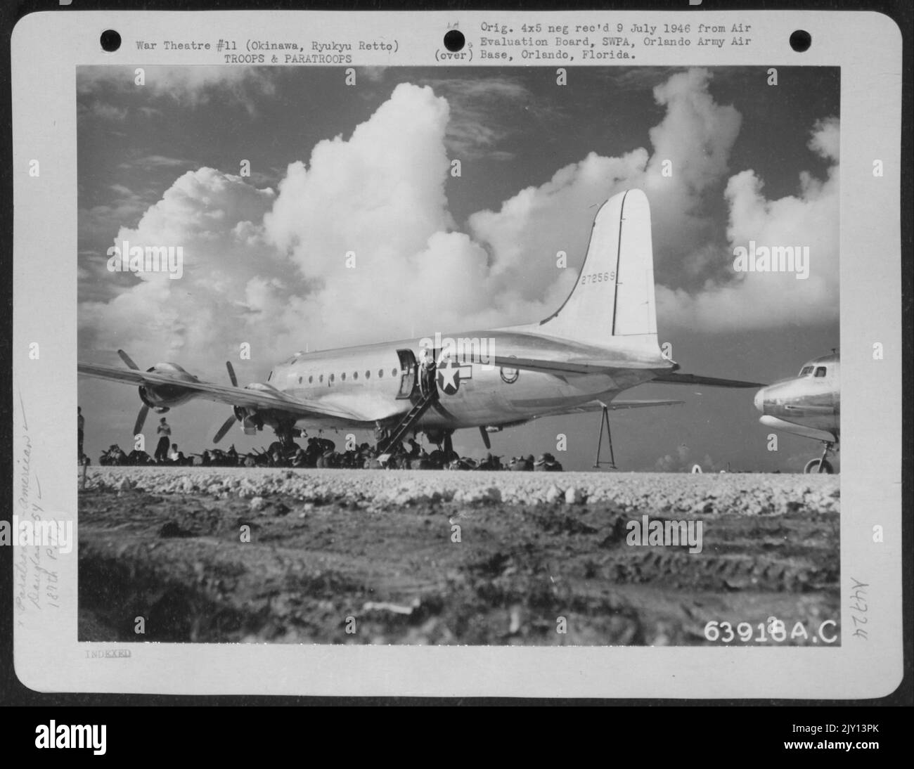 Douglas C-54 "Skymaster"Parked On Kadena Strip Preparing To Load The 187Th Para-Glider Troops ...