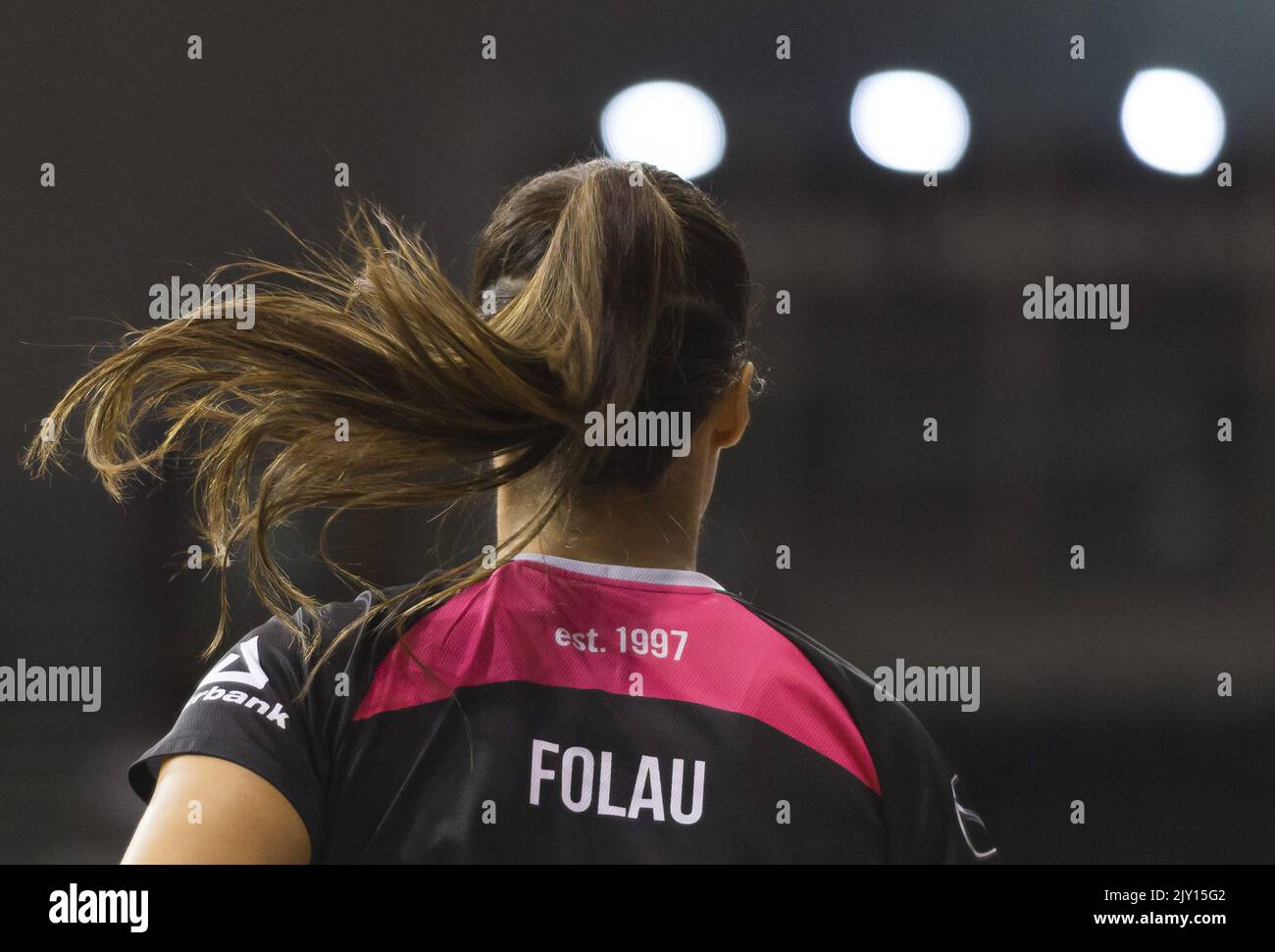 Maria Folau of the Thunderbirds warms up before the Round 2 Super ...