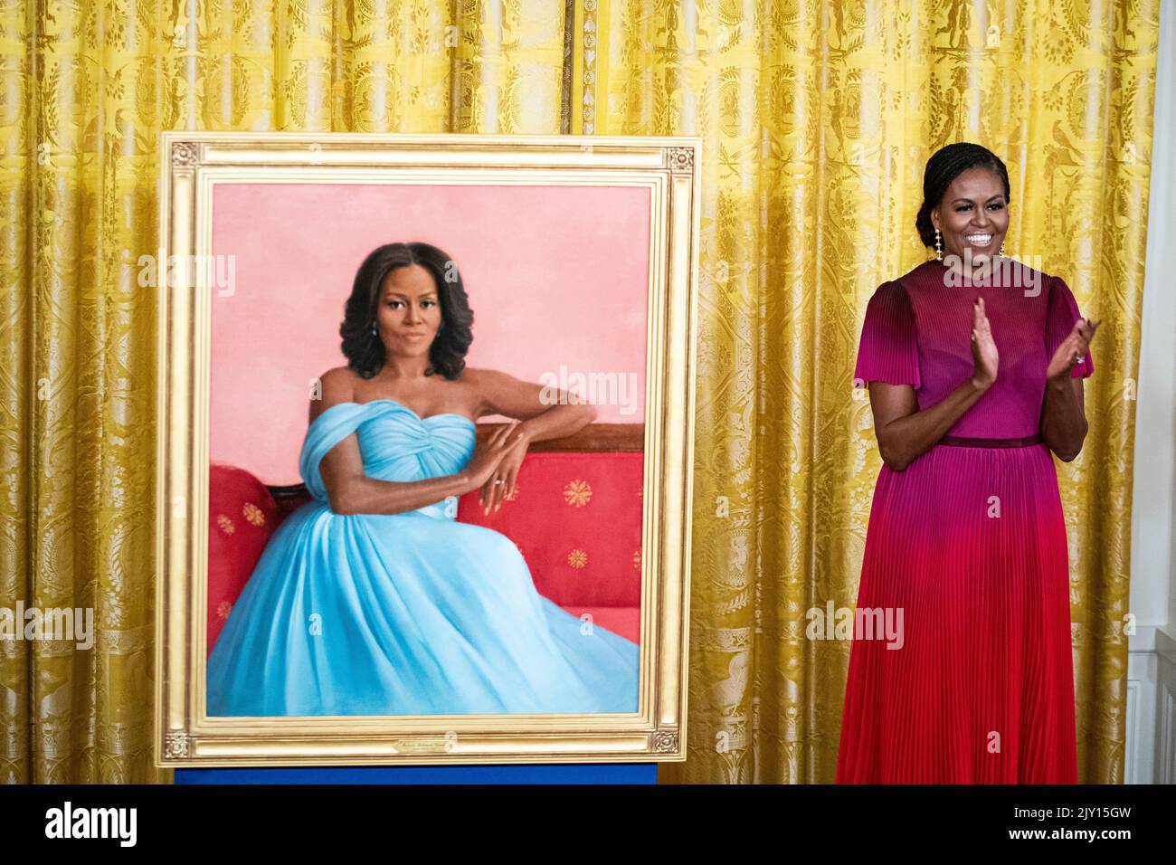 Former first lady Michelle Obama during a ceremony for the unveiling of ...