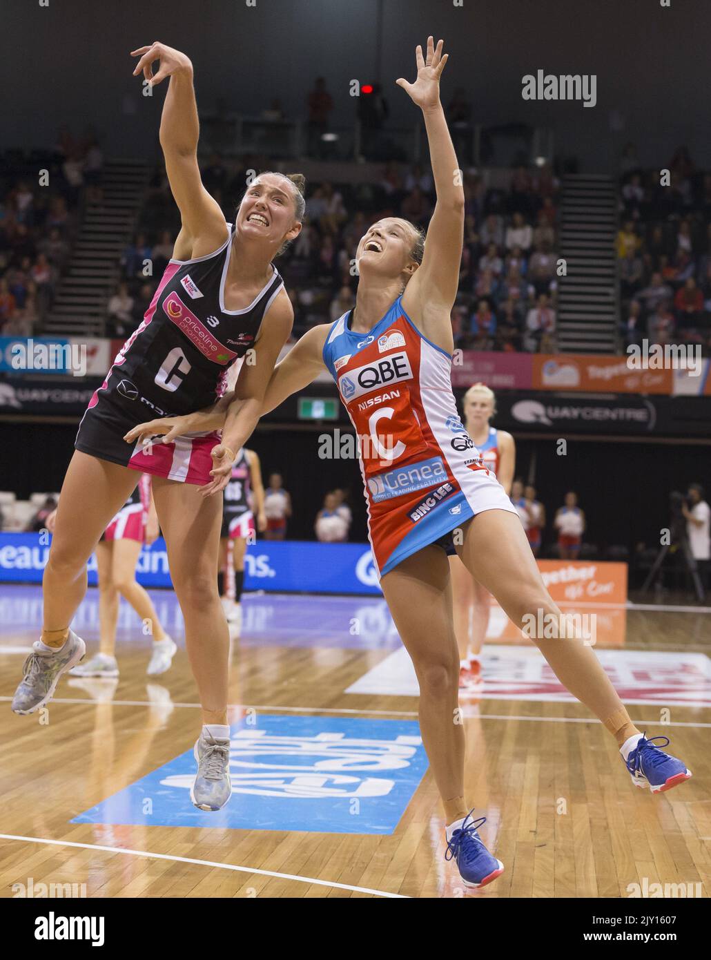 Paige Hadley of the Swifts and Kelly Altmann of the Thunderbirds during ...