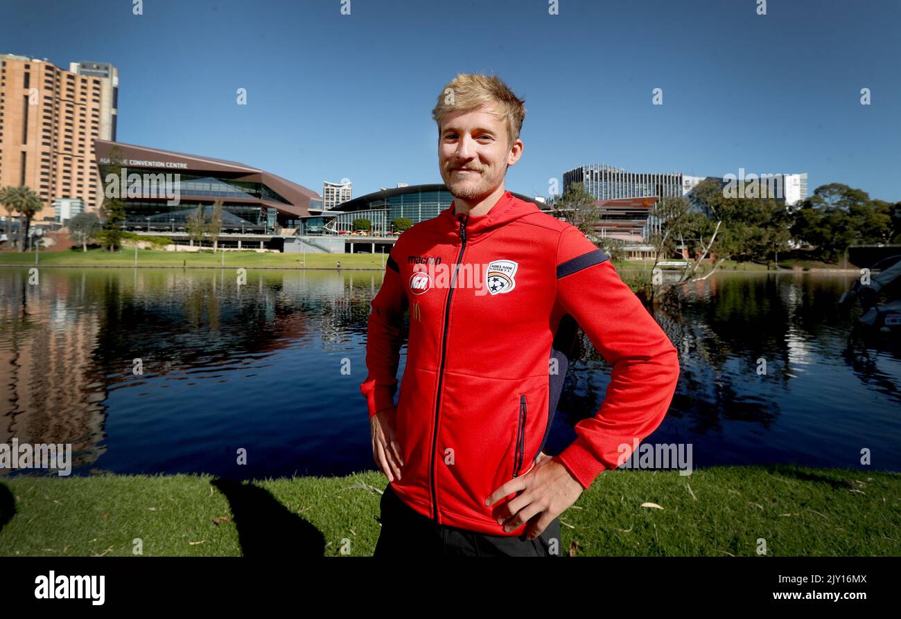Adelaide United player Ben Halloran poses for a photo during an ...