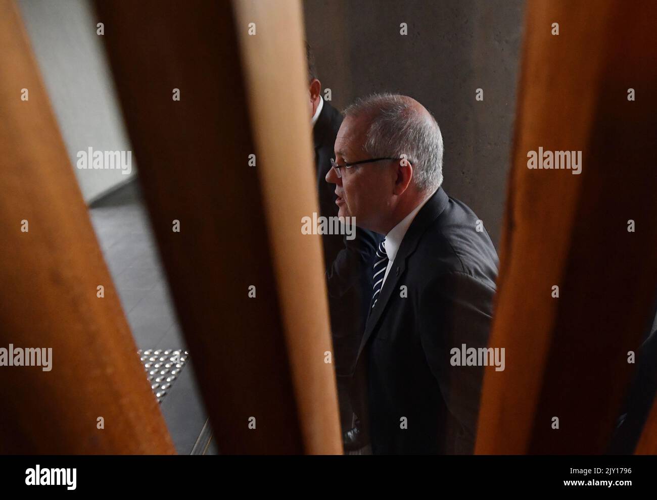 Prime Minister Scott Morrison arrives at a campaign rally in Wodonga ...
