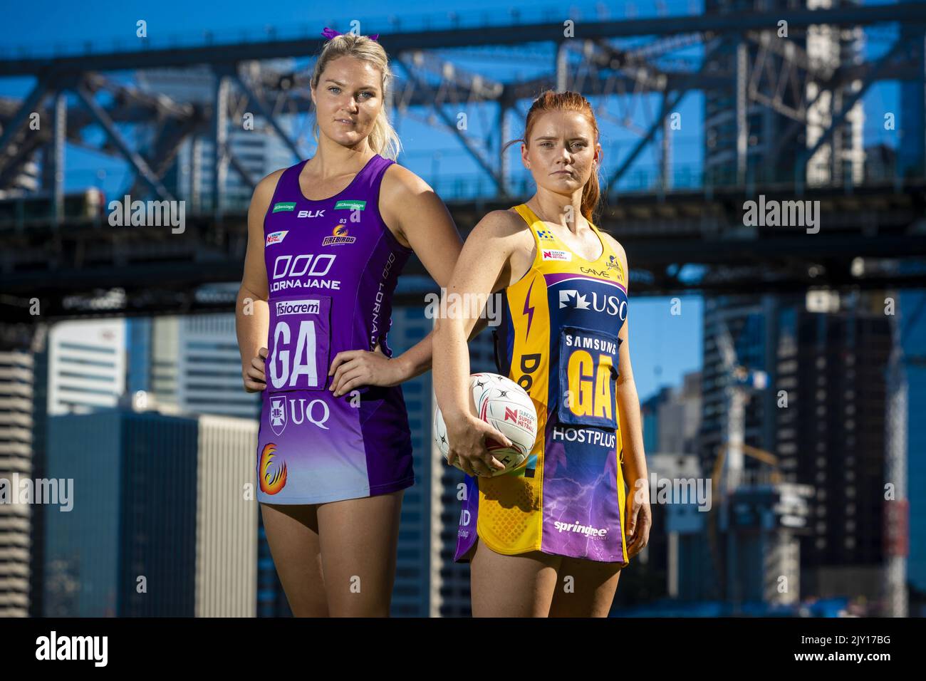 Gretel Tippett of the Firebirds (left) and Stephanie Wood of the ...