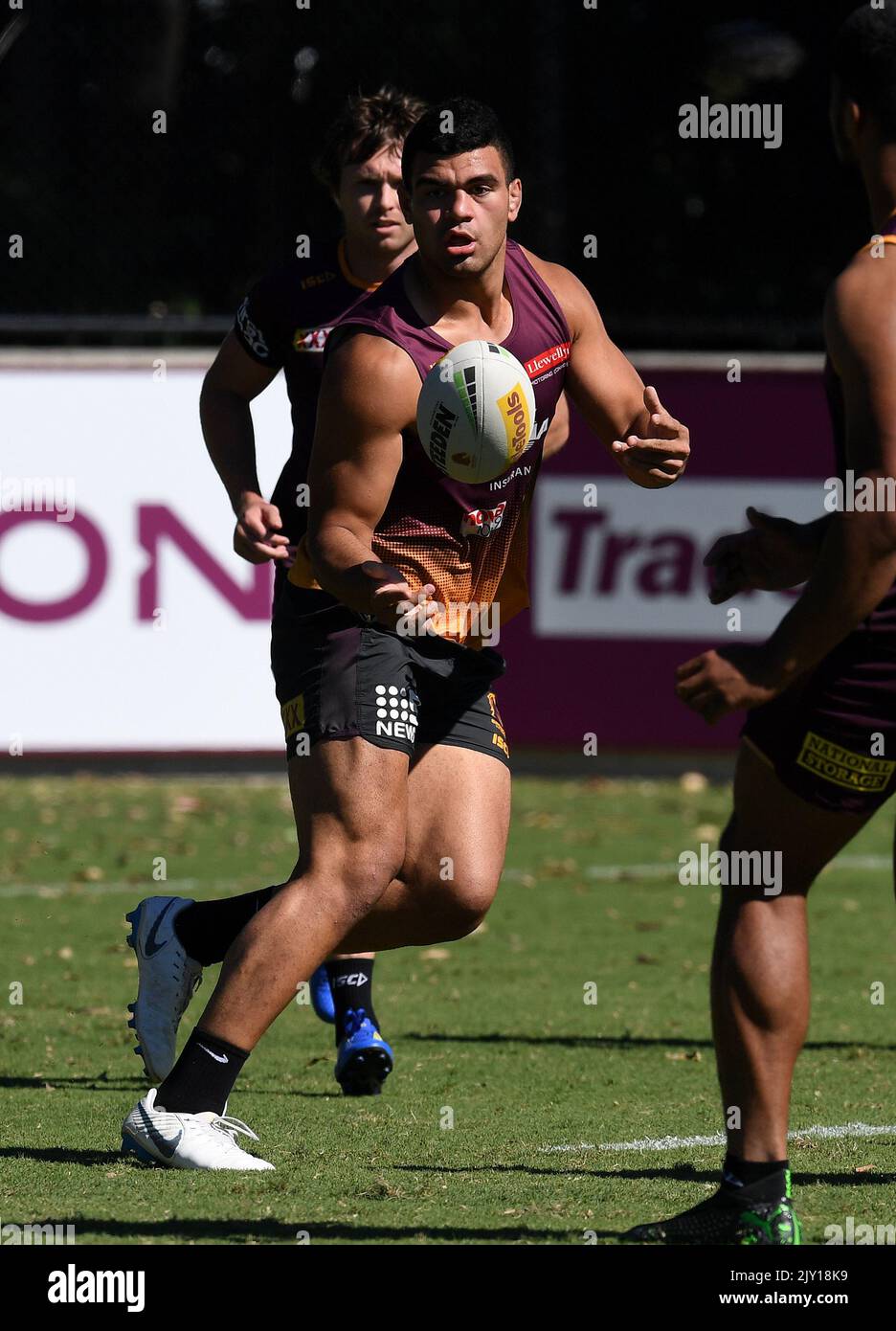 Brisbane Broncos player David Fifita is seen during training in ...