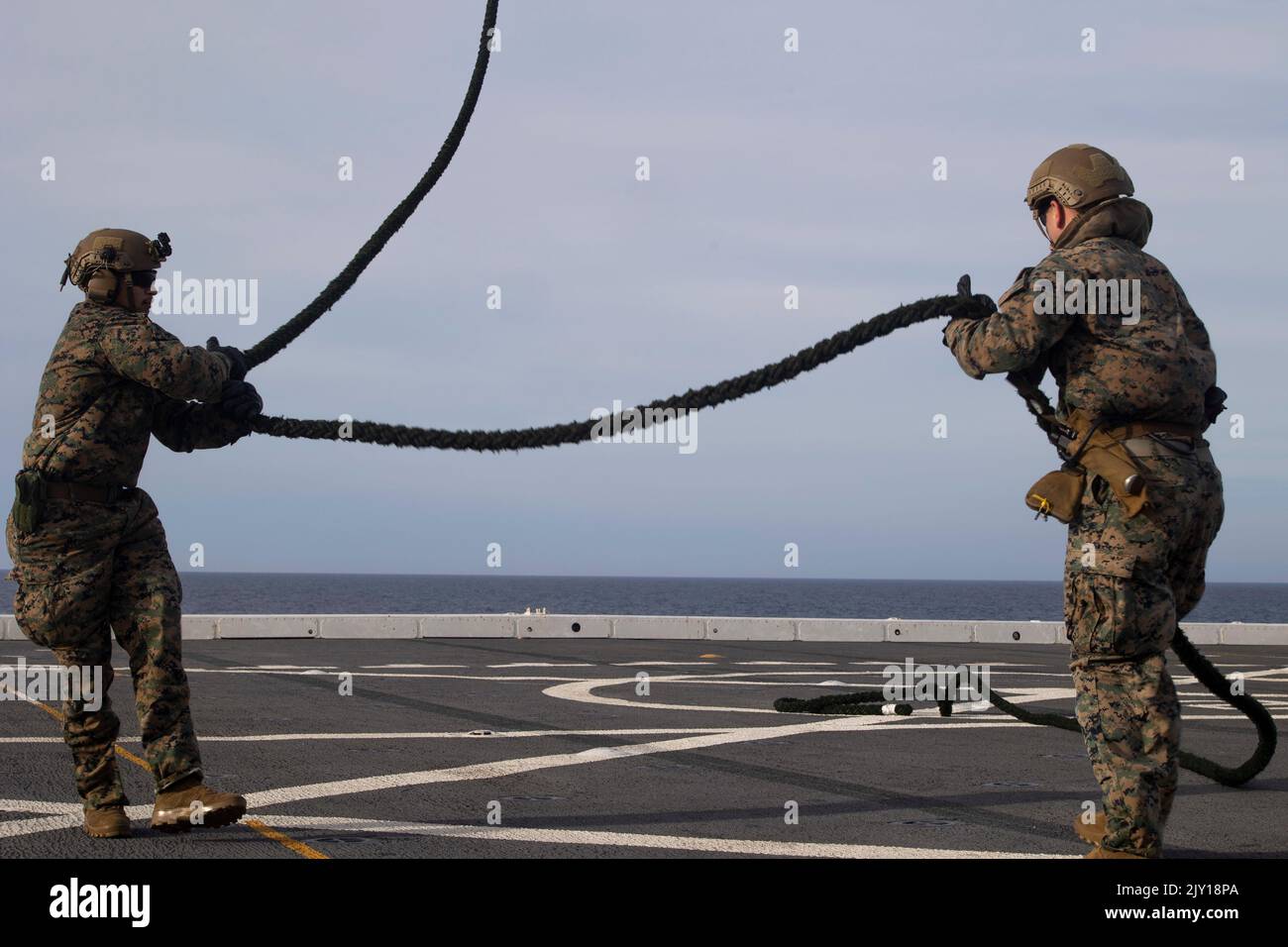 U.S. Marines with Battalion Landing Team 2/5, 31st Marine Expeditionary ...