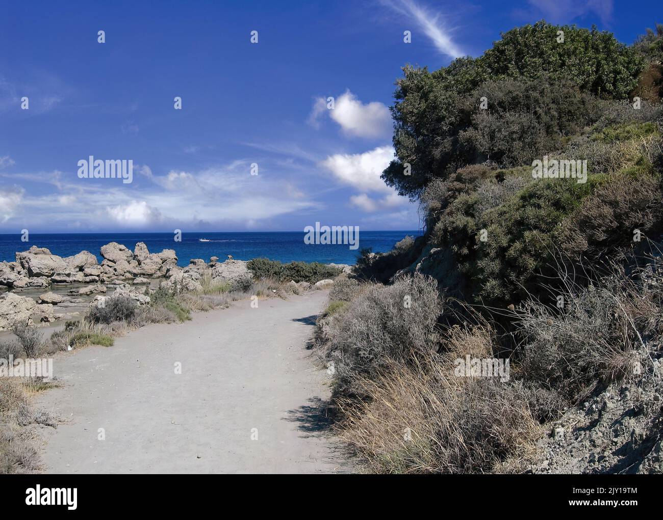 The island of Rhodes ln Greece, with its crystal clear sea and its ...