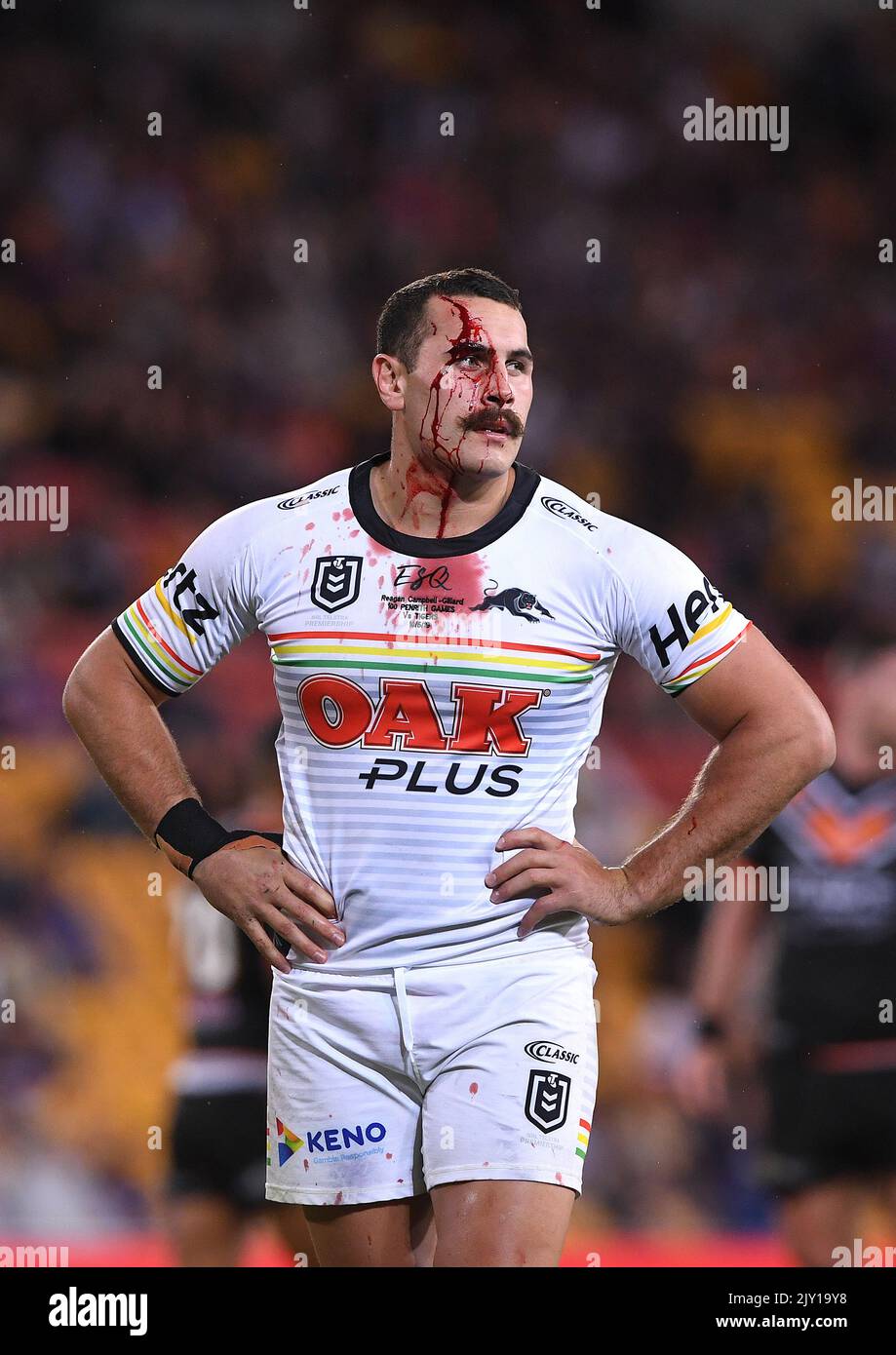 Reagan Campbell-Gillard of the Panthers bleeds during the Round 9 NRL ...