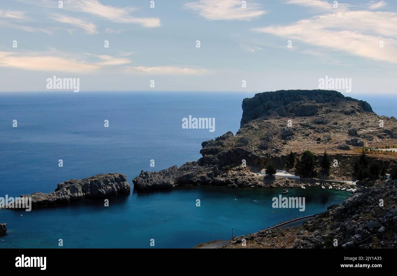 The island of Rhodes ln Greece, with its crystal clear sea and its ...