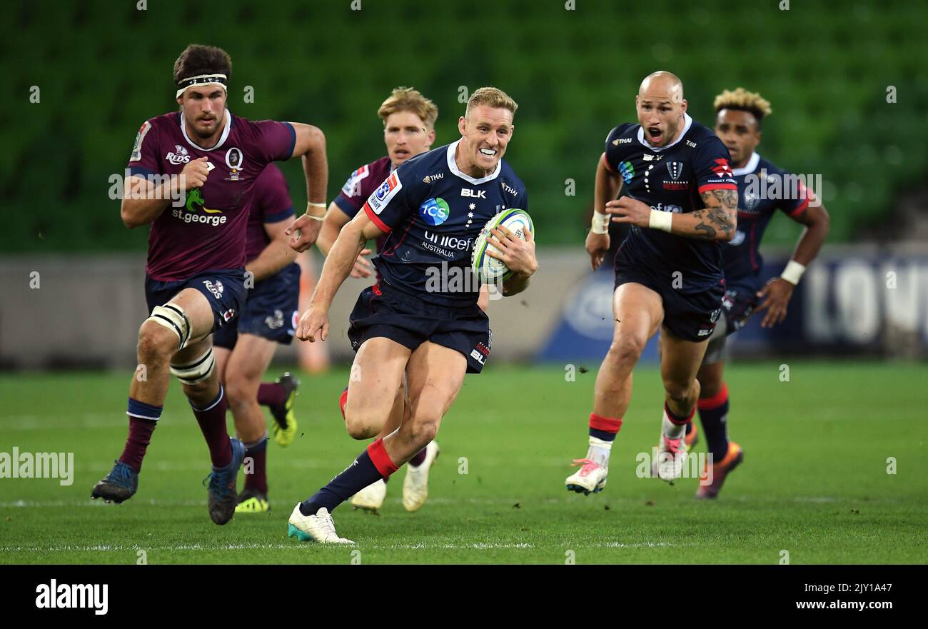 Reece Hodge of the Rebels (third from left) is seen in action during ...