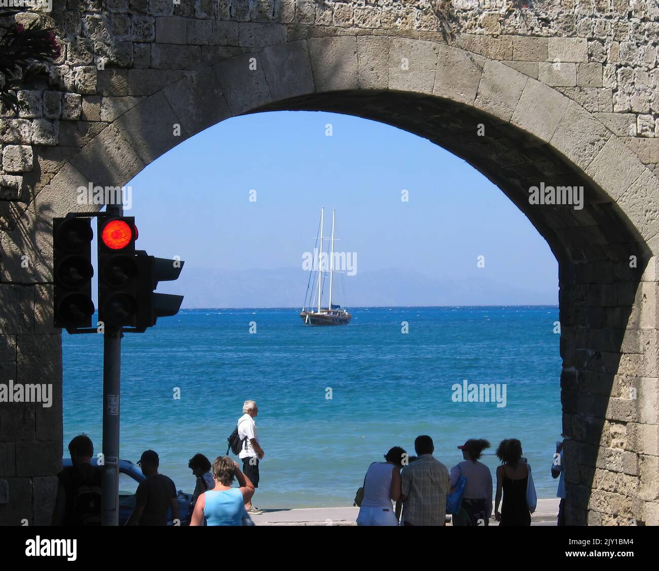 The island of Rhodes ln Greece, with its crystal clear sea and its ...