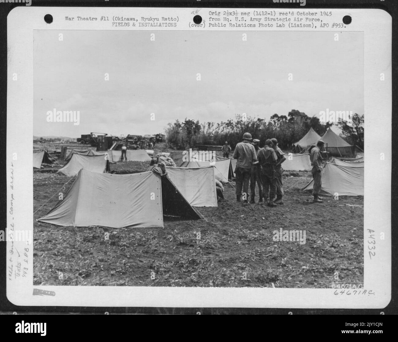 Members Of The 443Rd Engineer Aviation Battalion Pitching Tents Upon ...