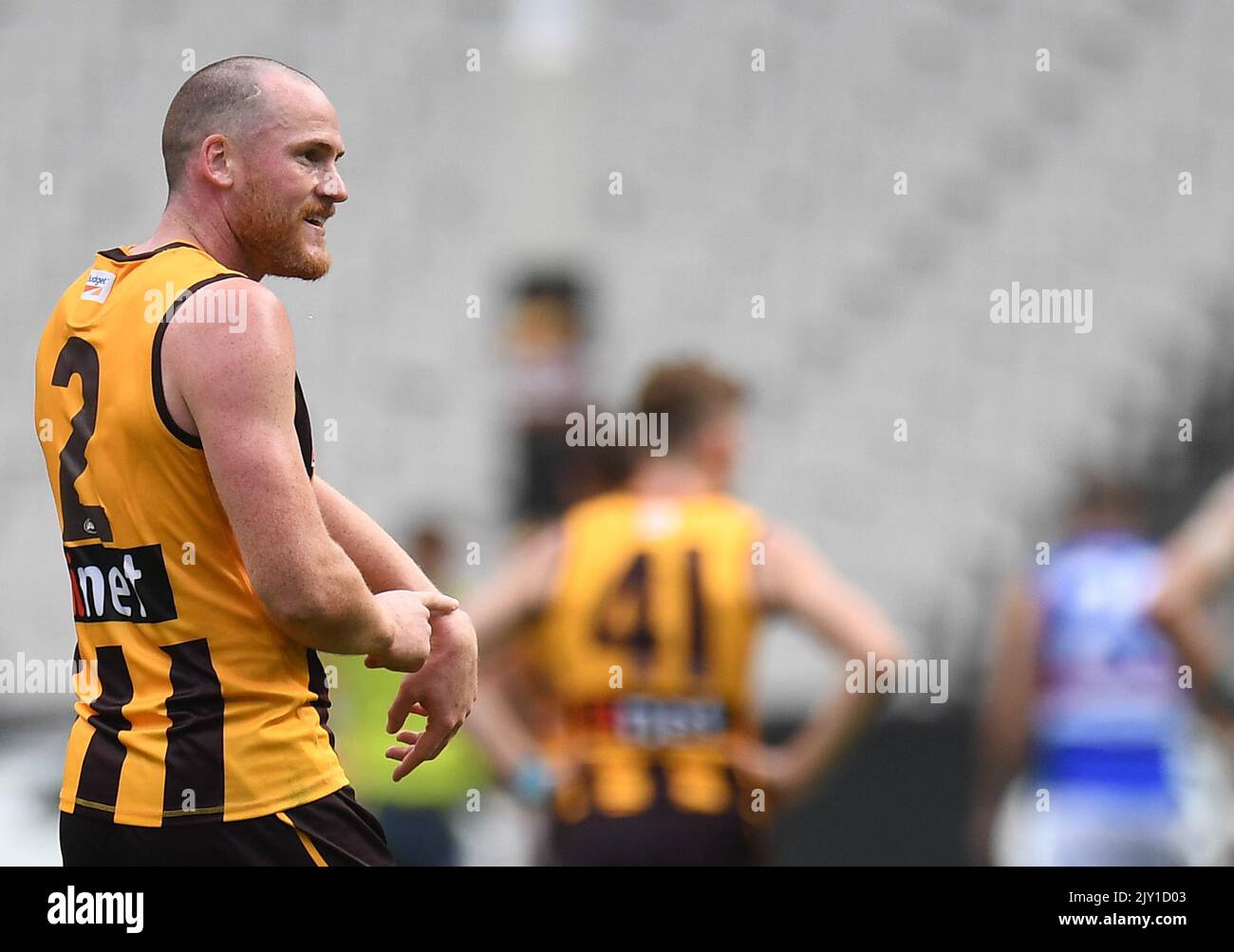 Jarryd Roughead of the Boxhill Hawks is seen during the round 6 VFL ...