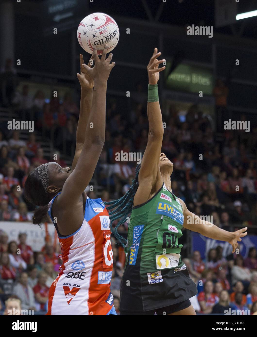 Sam Wallace of the Swifts and Stacey Francis of the Fever during the ...