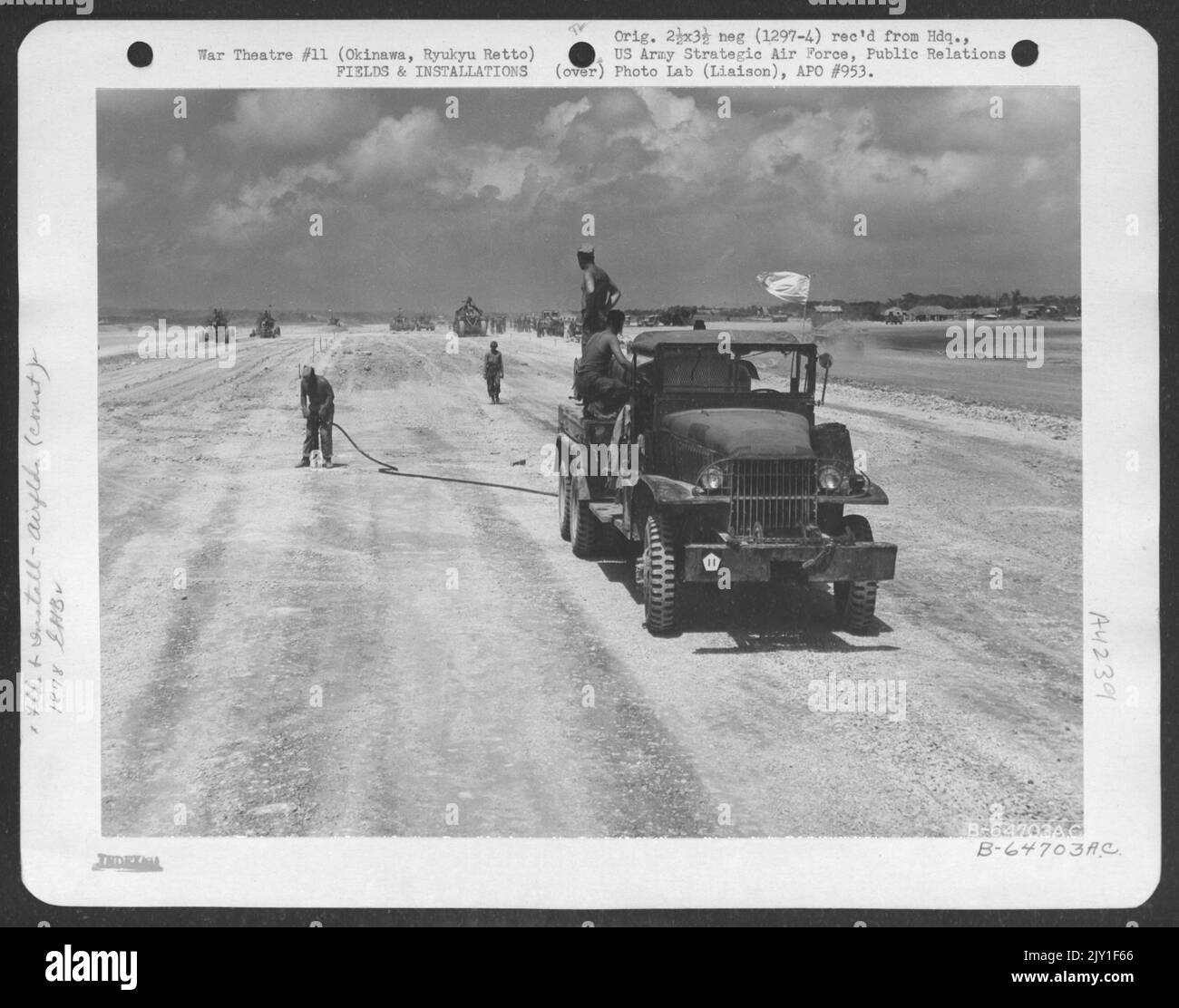 Construction Of Kadena Airstrip On Okinawa, Ryukyu Retto, By Men Of The ...