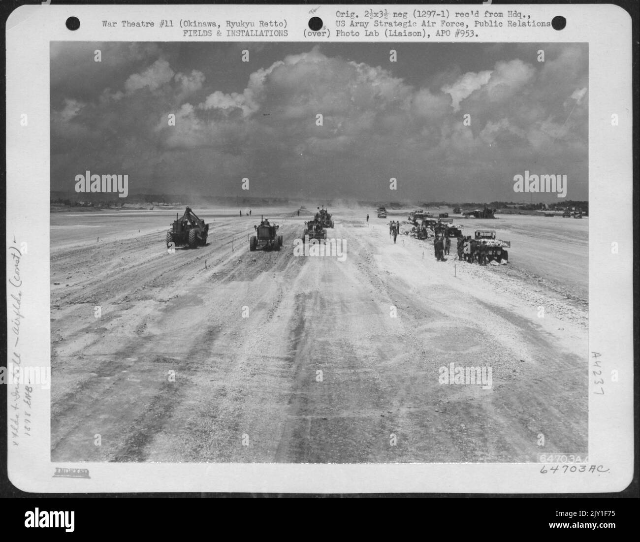 Construction Of A Kadena Airstrip On Okinawa, Ryukyu Retto, By Men Of ...