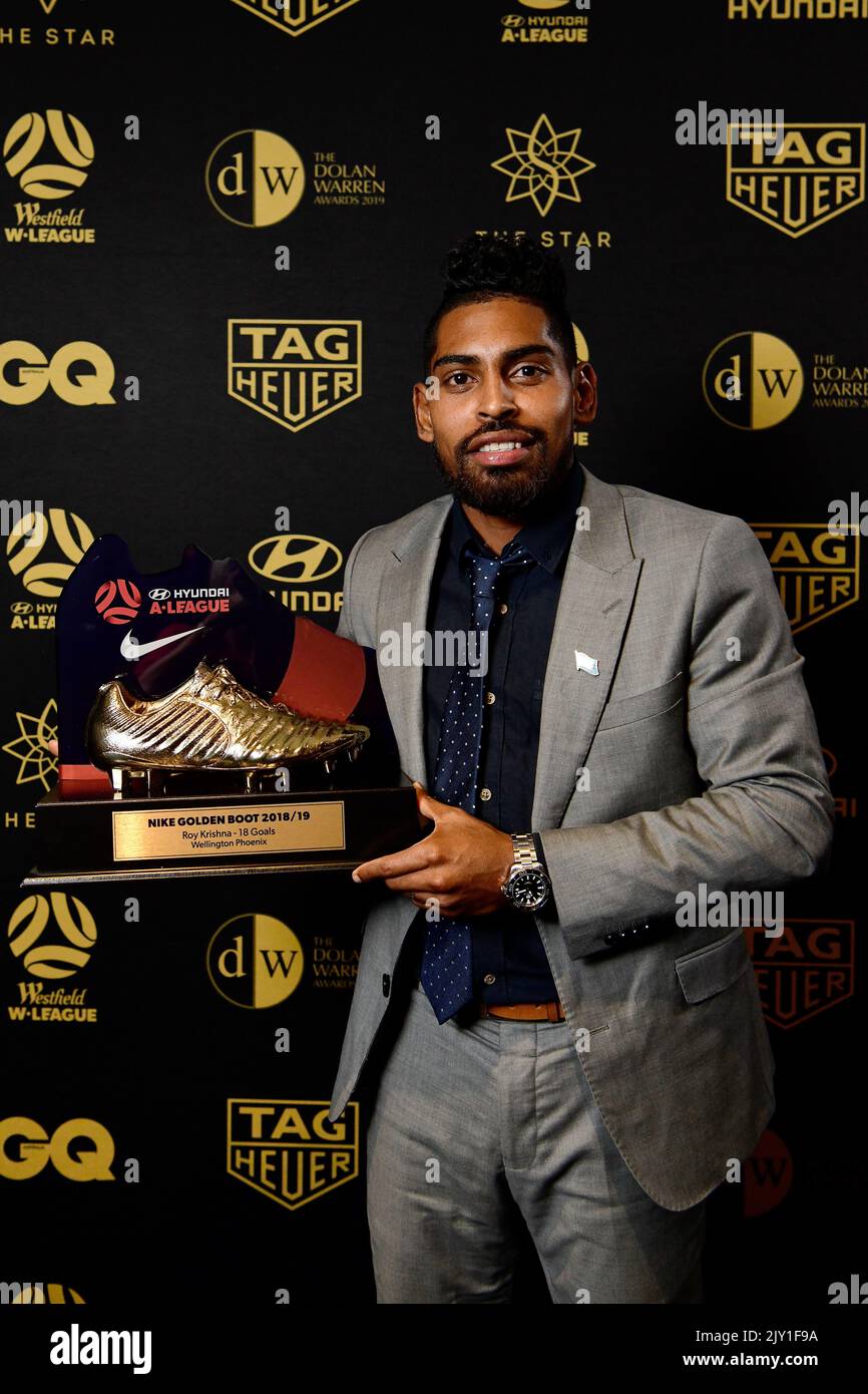 A-League Golden Boot winner Wellington Phoenix's Roy Krishna poses for ...