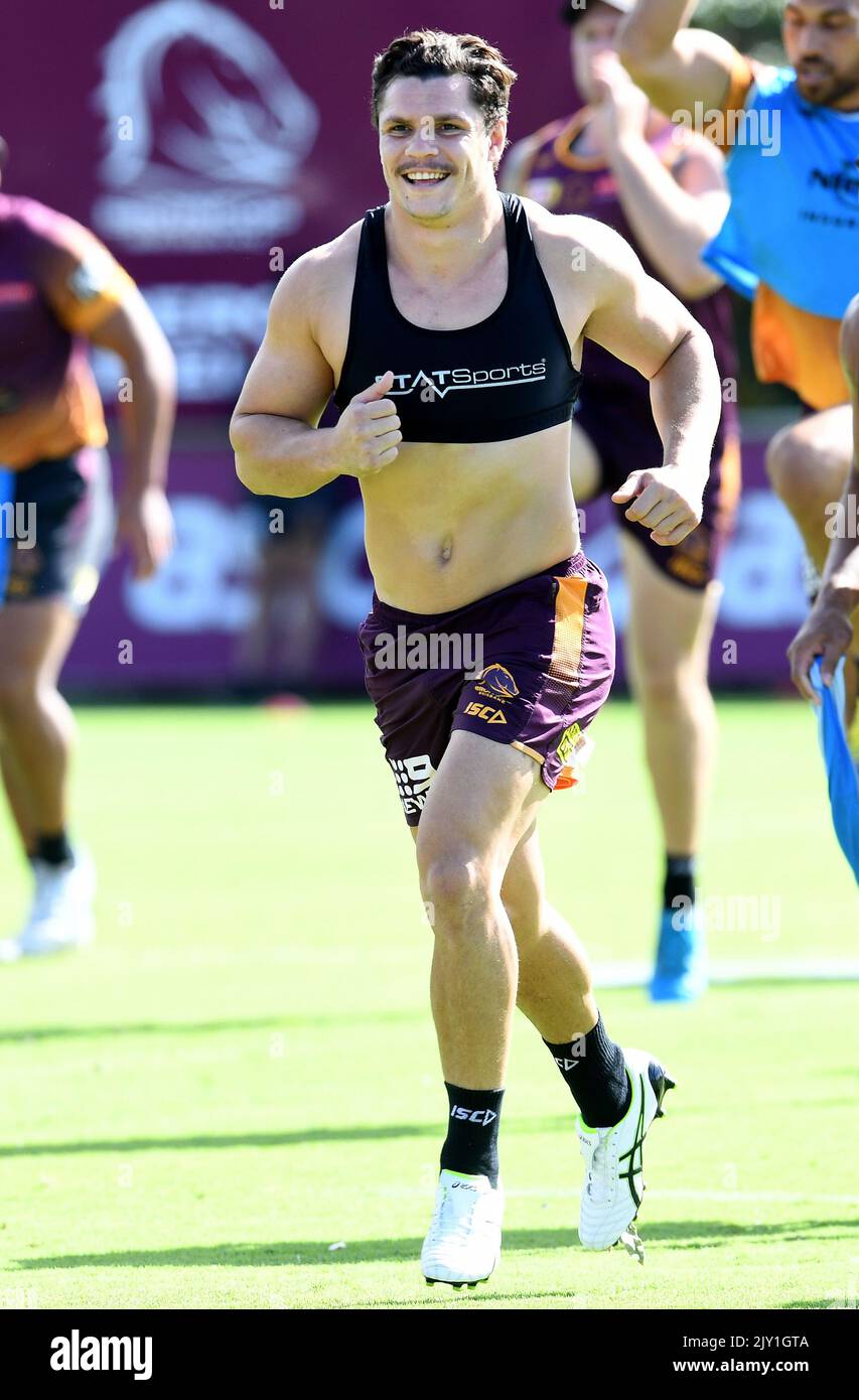 Brisbane Broncos player James Roberts is seen during training in ...