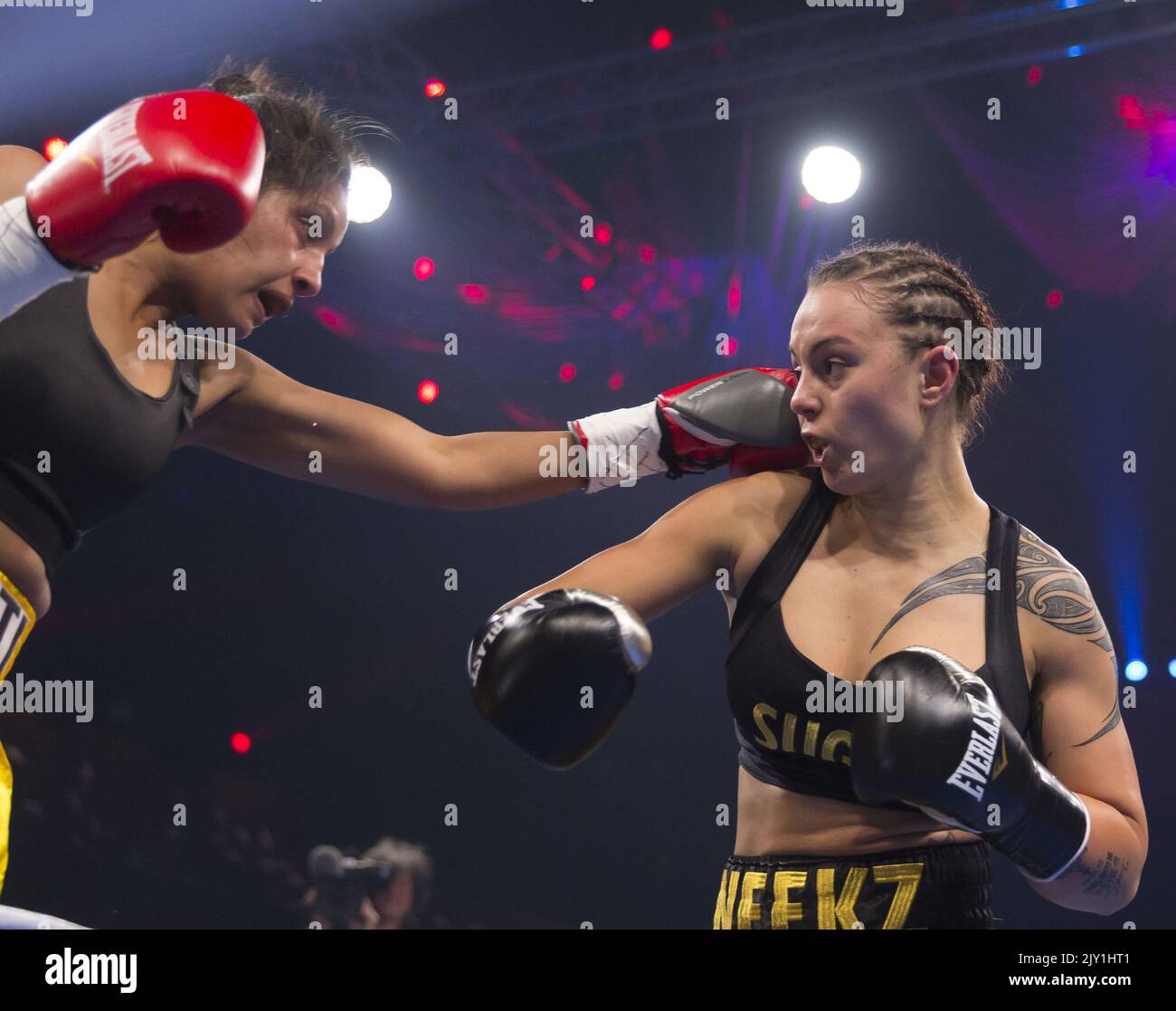Cherneka Johnson (right) and Kirti during their bout at The Star Casino ...