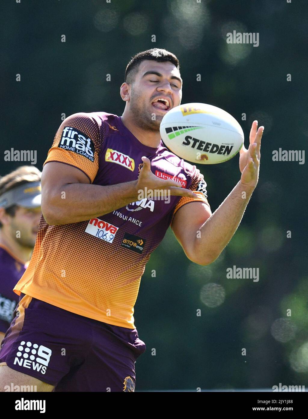 David Fifita in action during Brisbane Broncos training at Clive ...