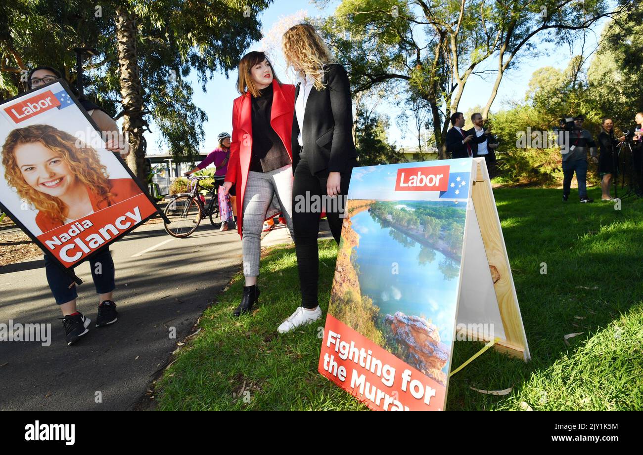 Labor candidate for Boothby Nadia Clancy is seen with Local Labor ...